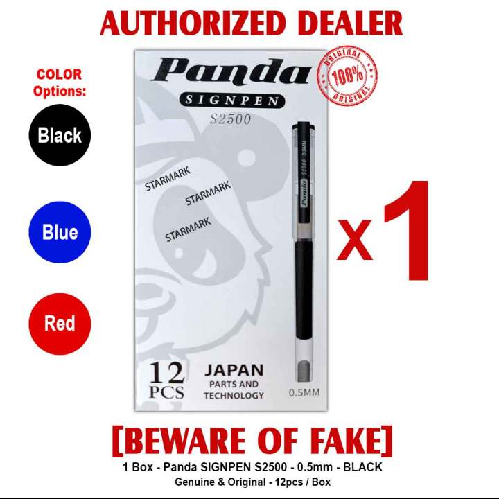 Panda SIGNPEN S2500 0.5mm BLACK BLUE RED Japan 12pcs per box Sign Pen Pens S 2500 Authentic Red ...
