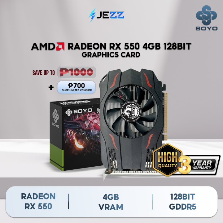 SOYO RX 550 4GB Gaming Brand New Graphics Card GDDR5 128Bit Computer ...