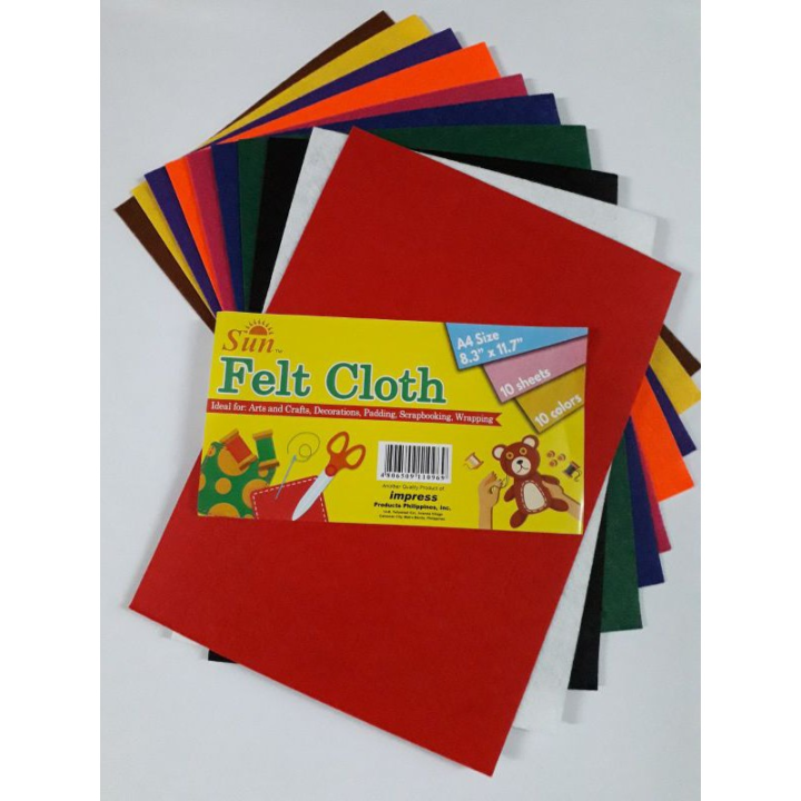 FELT CLOTH A4 SIZE 10SHEETS ASSTED COLORS | Lazada PH