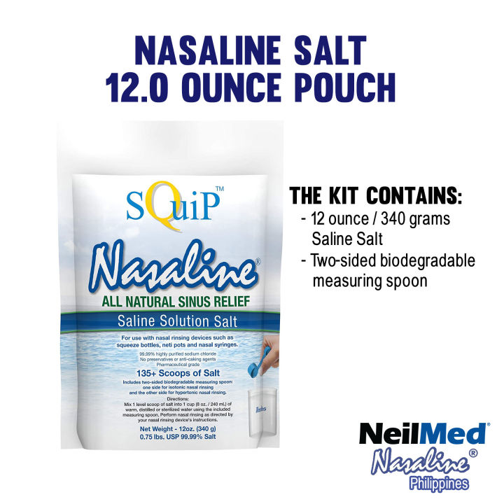 Squip Nasaline 12oz Pouch Salt Saline Refill for Nasal Rinse Salt Wash ...
