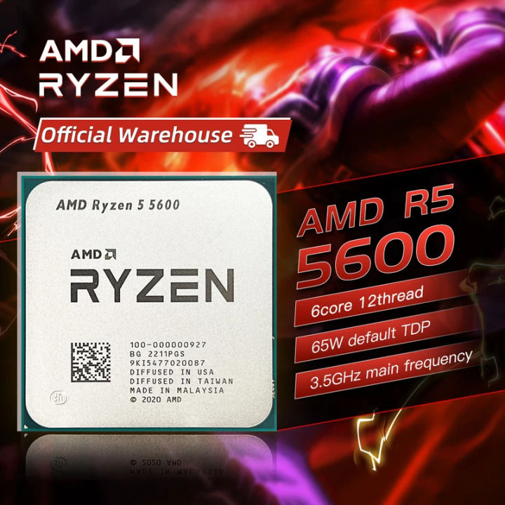 AMD Ryzen 5 5600 CPU Novo R5 5600 Game Processor Socket AM4 6-Core 65W ...