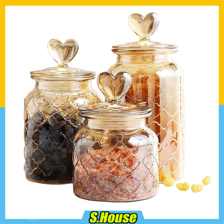 Air Tight Glass Container Food Cookie Canister Jar Lid Bekas Balang ...