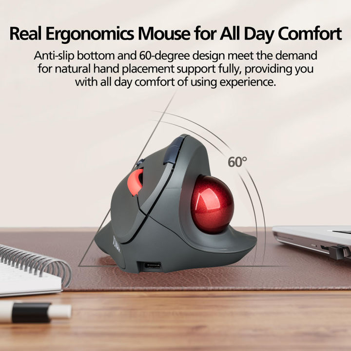《904》JOMAA Ergonomic Mouse Wireless Trackball Mouse Bluetooth Mouse ...