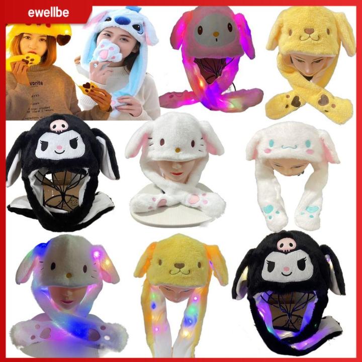 EWELLBE Cartoon Glowing Plush Moving Hat Neck Warmer Animal Movable ...