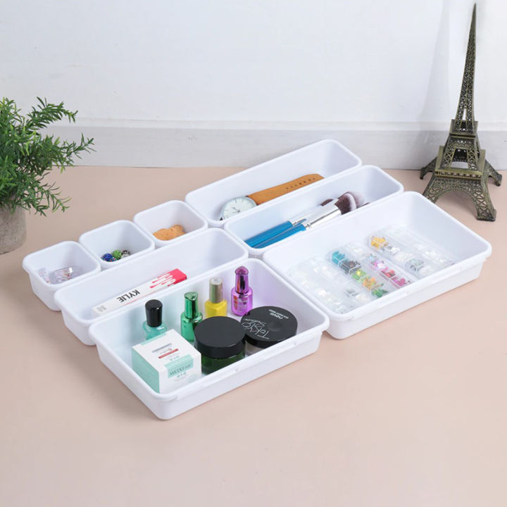 8Pcs Interlocking Desk Drawer Organizer Tray Dividers Shallow Narrow ...