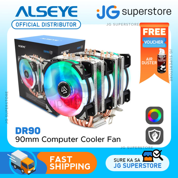 Alseye AS-GH906-3 DR90 90mm CPU Fan with 6 Heatpipes Air Cooler with 4 ...