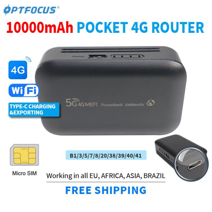 OPTFOCUS lte Portable Wireless Router Powerbank USB TYPEC SIM Card ...