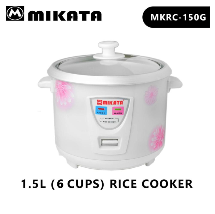 Rice Cooker 2 in 1 Cooker/Warmer Rust Cover MIKATA MKRC-150G 1.5L ( 6 ...
