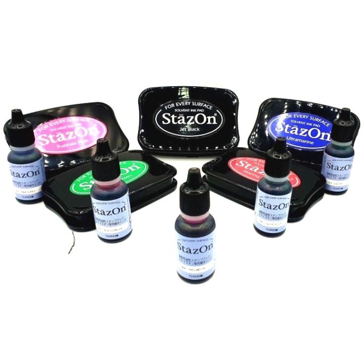 Stazon หมึกญี่ปุ่นแท้ หมึกกันน้ำ แท่นประทับ แท่นหมึกกันน้ำ ปั๊มแก้ว ...