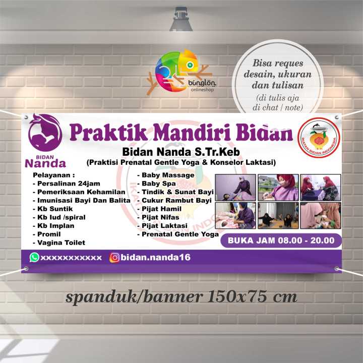 Spanduk Banner Praktik Mandiri Bidan Free Custom Desain | Lazada Indonesia