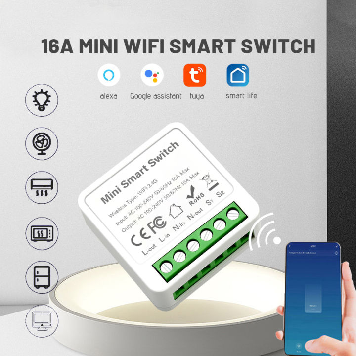 16A Supports 2 Way Control Mini Smart Home Automation Tuya Smart Wifi Switch Smart DIY Switch ...