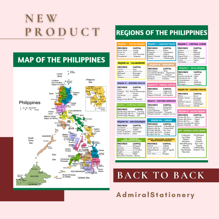 Map of the Philippines A4 Laminate Chart BACK TO BACK | Lazada PH