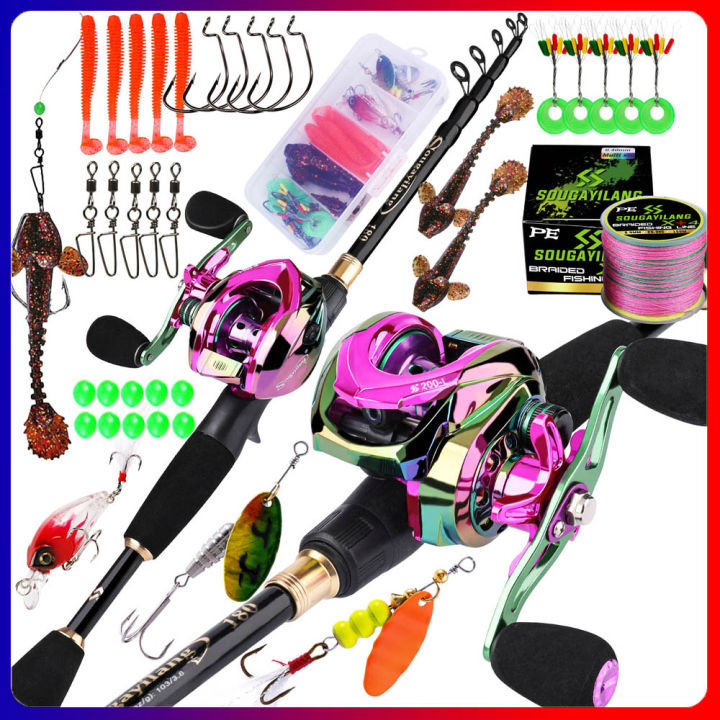 Sougayilang เบ็ดตกปลาและรีลตั้ง1.8เมตร-2.4เมตรคันเบ็ดหล่อที่มี12 + 1BB ...
