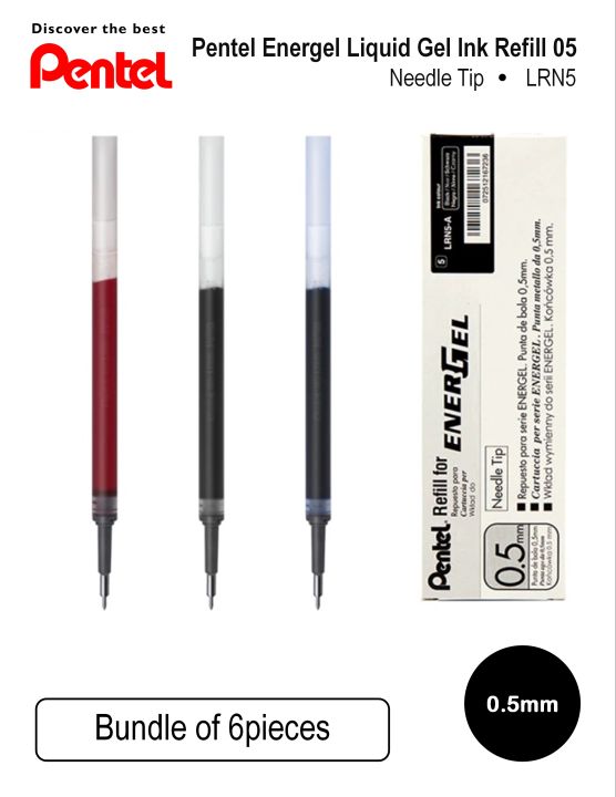 Pentel Energel Liquid Gel Ink Refill 05 Needle Tip LRN5 (Bundle of 6 ...