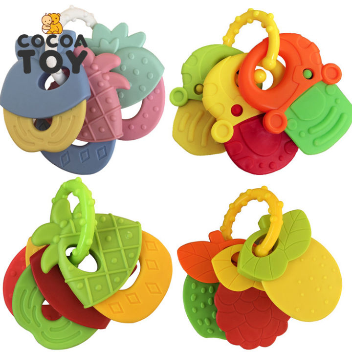 COCOA Baby Fruits Vegetables Teether Rattle Toy Hand Grips Toy for Baby ...