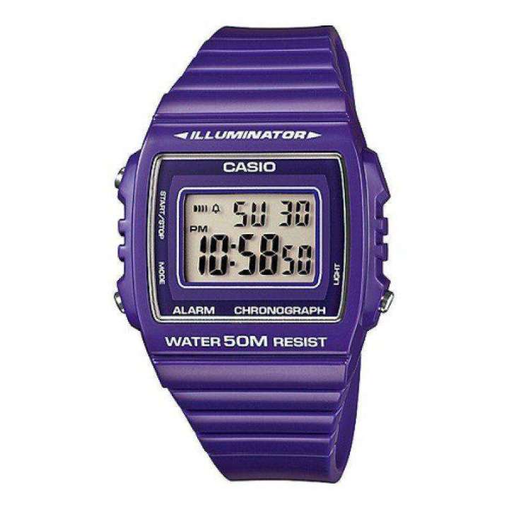 Casio (W-215H-6AVDF) Violet Resin Strap 50 Meter Digital Watch For ...