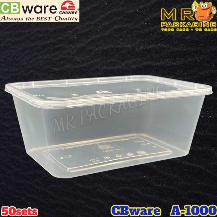 CB A1000 Rectangular Container With Lid [ 50sets± ] 1000ml Disposable Plastic Box - CBware ...