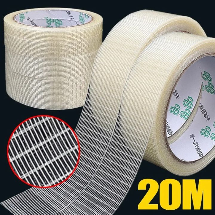 20M/Roll Strong Transparent Glass Fiber Grid Tape Strapping Packaging ...