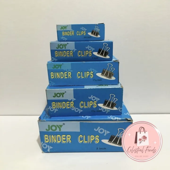 JOY Binder Clips Set – 12 Black Metal Paper Clamps in Assorted Sizes ...