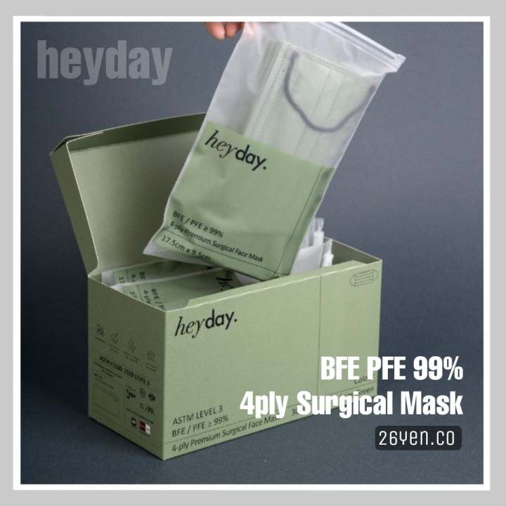 heyday Sage Green 医用外科口罩 4ply Adult Premium Surgical Medical Face Mask ...