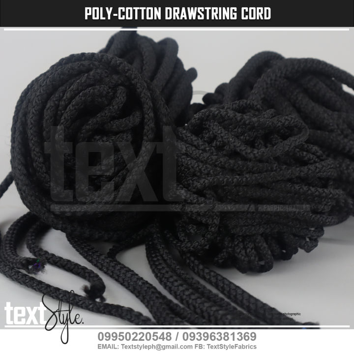 Textstyle Black Polyester Cotton Round Drawstring Cord 2.5mm 4mm 5mm ...