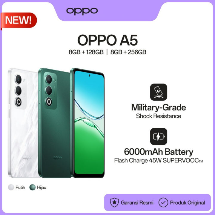 OPPO A5 [8/128GB] [8/256GB] - Military-Grade Shock Resistance, IP65 ...