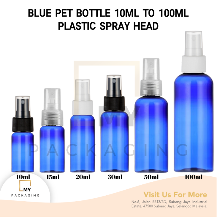 Blue Pet Bottle 10ml to 100ml with Spray Head for Toner Face Care Body ...