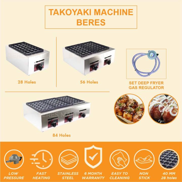 BERES Gas Takoyaki Cooker Dapur Gas Takoyaki Pan Maker Fishball Kaya ...