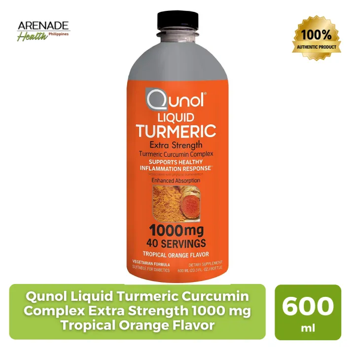 Qunol Liquid Turmeric Curcumin Complex Extra Strength 1000 mg Tropical ...