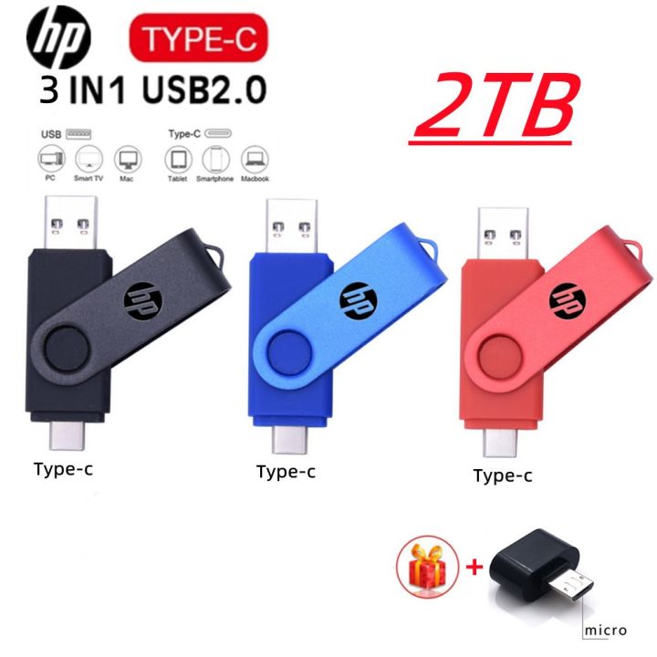 2TB flash drive 3 in 1 USB Type C port Micro port high speed otg ...