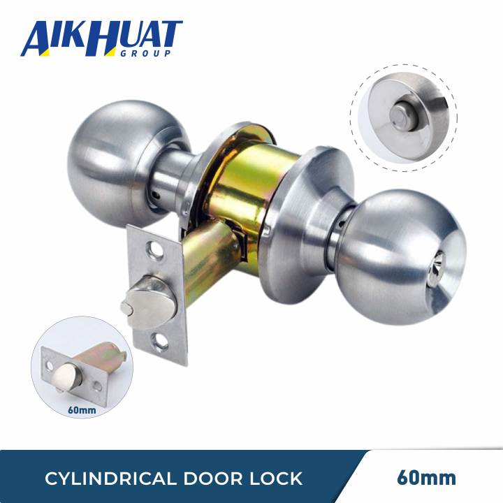 Cylindrical Entrance Door Knob Lock Set Entrance Tombol Pintu Bilik ...