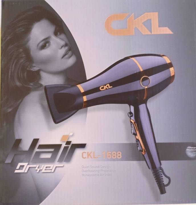 JK ไดร์เป่าผม CKL 2300 วัตต์ CKL- 1688 ปรับแรงลมได้ 2 ระดับ ความร้อน 2 ระดับ (พร้อมหัวปรับ 2 แบบ ...