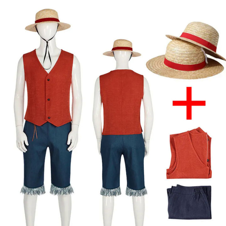 Luffy Cosplay Costume Hat Movie Luffy Cosplay Shirt Pants Uniform ...