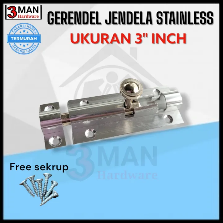 Grendel 3 Inch Slot Pintu Jendela Stainless Steel - Grendel Anti Karat ...
