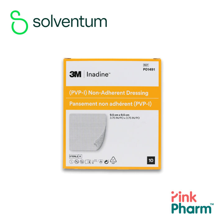 Solventum INADINE POVIDONE IODINE NON-ADHERENT DRESSING 9.5CM X 9.5CM ...