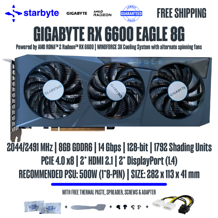 Used MSI RX 6600 XT MECH 8G 8GB GIGABYTE GDDDR6 AMD Graphic Graphics ...