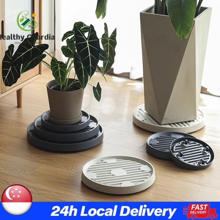Movable Round Functional Plant Pot Tray with Wheels Big Planters Heavy ...