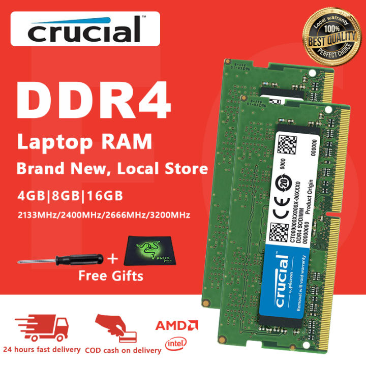 Crucial DDR4 RAM SODIMM 4GB 8GB 2400MHz 2666MHz 3200MHz Laptop Memory ...