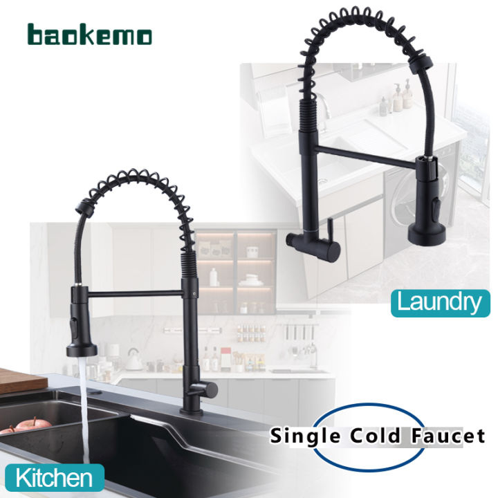 Spring Pull Out Faucet with Two Modes Sprayer Single Handle High Arc ...