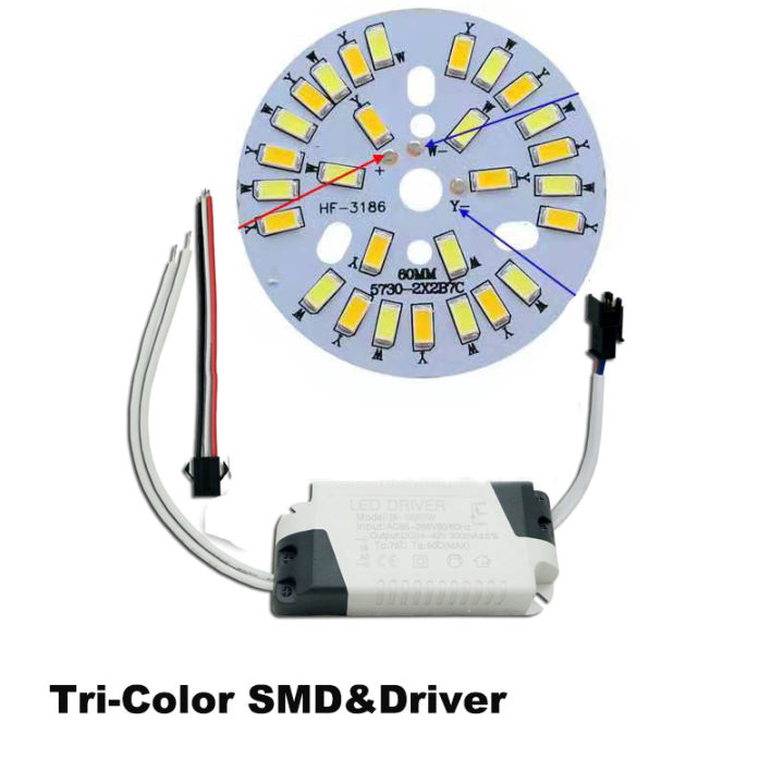 【Ready Stock】1set LED SMD Chip &Driver Tri-color 220v Double color PCB ...