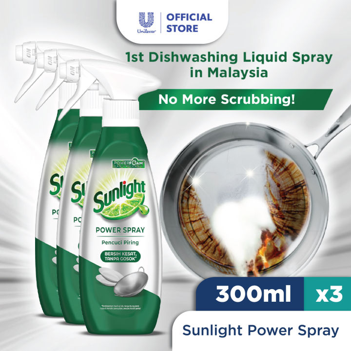 Sunlight Dishwashing Liquid Power Spray 300ml x 3 | Lazada