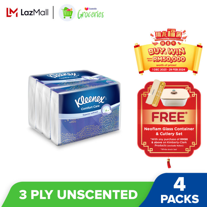 KLEENEX FACIAL TISSUE FAMILY CUCUMBER 3PLY (50S X 4 PACK) | Lazada