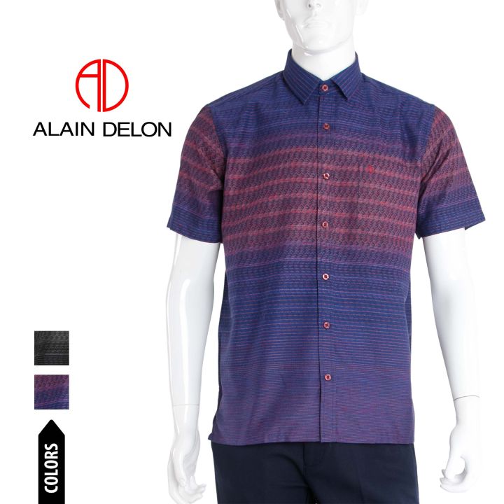 Alain Delon Short Sleeve Modern Fit Linen Mixed Shirt - 14920012 | Lazada