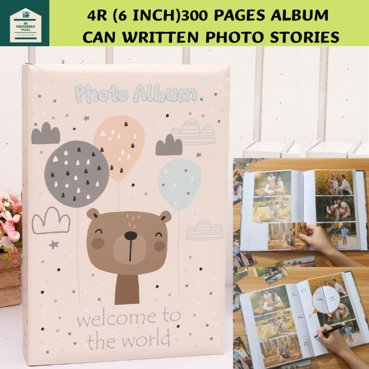 4R 6 inch 300pcs Creative Photo Album Book Handwritten Paper Core Cross ...