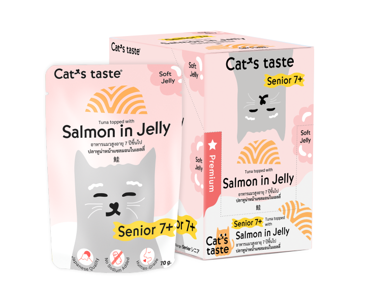 (VALUE BOX) Cat's Taste 12pcs Premium Wet Cat Food for Senior 7+ Soft ...