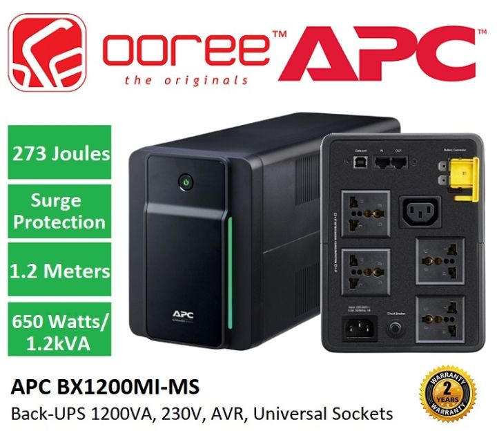 APC UPS BX1200MI-MS 1200VA, 230V BACK UPS AVR UNIVERSAL SOCKET WITH ...