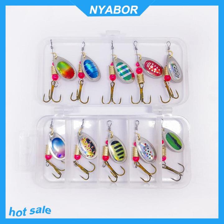 NYABOR เหยื่อสปินเนอร์10ชิ้น เซ็ต10สีพร้อมตะขอยึดโลหะ10สีเหยื่อตกปลาแบบ ...