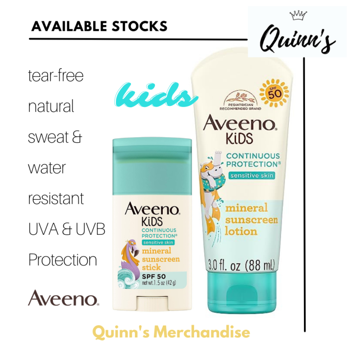 Aveeno Sunblock Kids SPF 50 Mineral Zinc Oxide EXP 2027 | Lazada PH