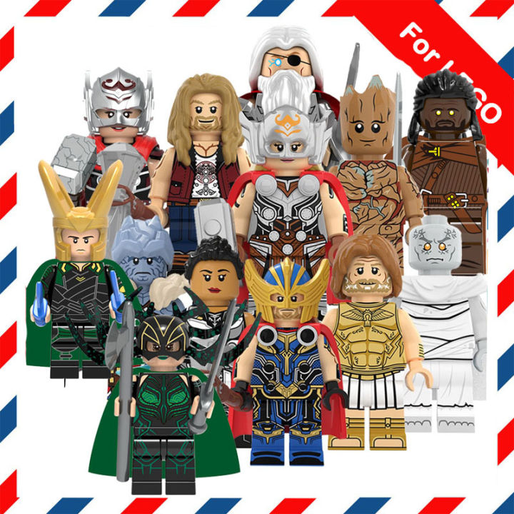 Marvel Thor Minifigures Series Loki Odin Valkyrie Gol Groot Building ...