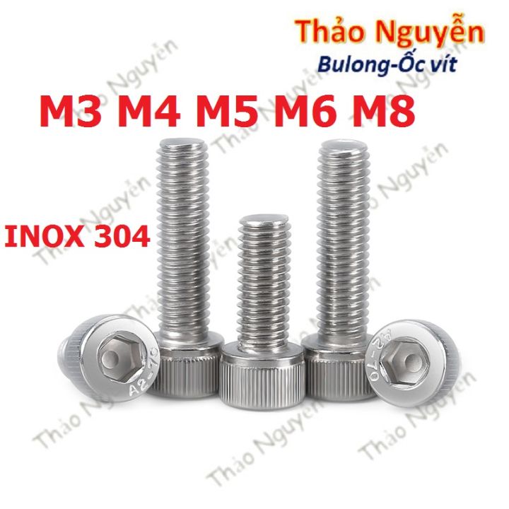 Bulong lục giác đầu trụ Inox 304 M3 M4 M5 M6 M8 M10 (10 con) | Lazada.vn